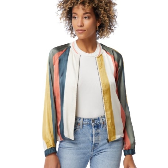 Mystree | Jackets & Coats | Nwt Mystree Striped Bomber Jacket | Poshmark